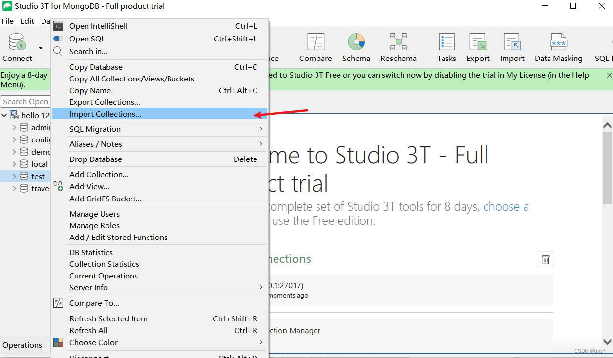 使用Studio 3T for MongoDB导入数据库(本地json文件)_studio 3t打开bson文件-CSDN博客