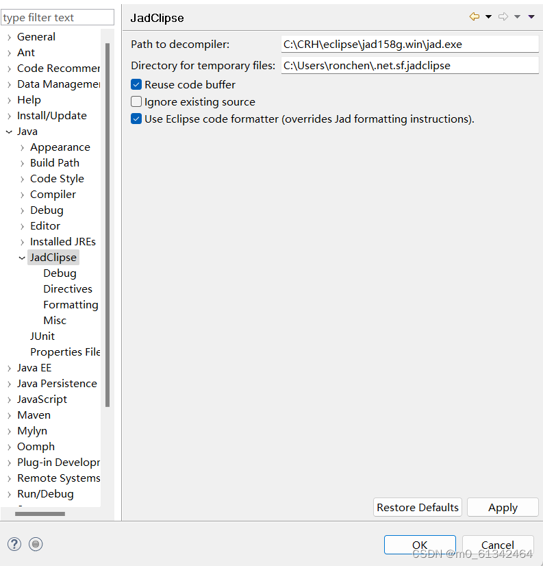 eclipse的JAD反编译配置及问题处理_eclipse中反编译设置无效-CSDN博客
