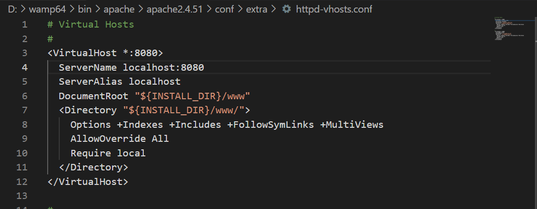 解决打开 Wamp主页面在VirtualHost一项出现以下错误： ServerName localhost:8080 is not defined into hosts file._the ...