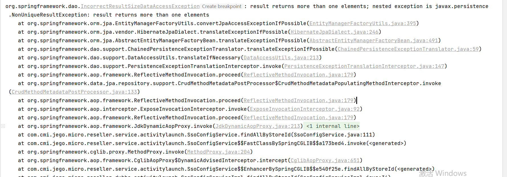 result returns more than one elements； nested exception is javax ...