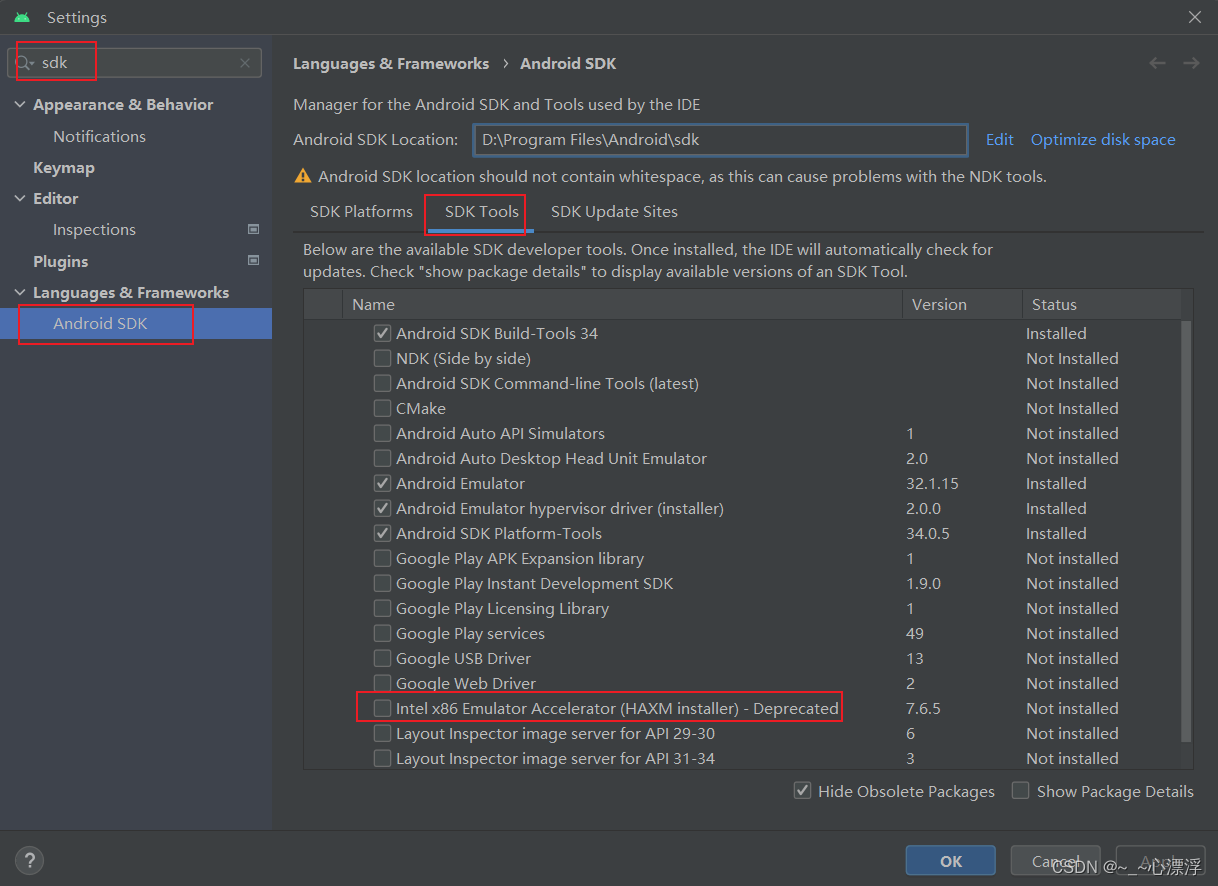 Android Studio中 HAXM安装失败的问题(Intel x86 Emulator Eccelerator(HAXM installer))_android studio无法安装 ...