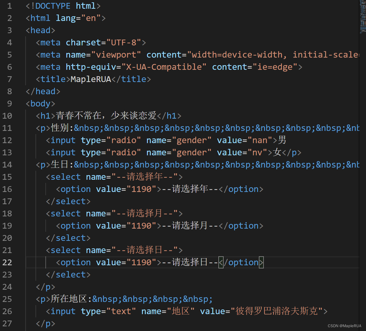 Html表单实验 Csdn博客 