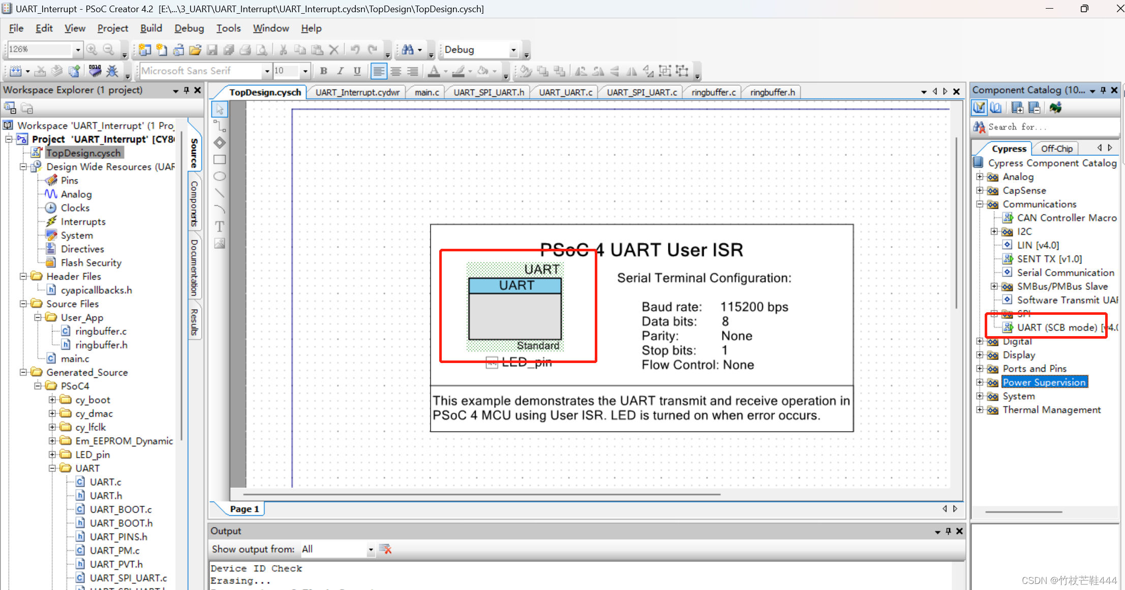 Cypress单片机 CY8C4147AZI-S475的UART中断以及printf函数重映射_cypress printf-CSDN博客