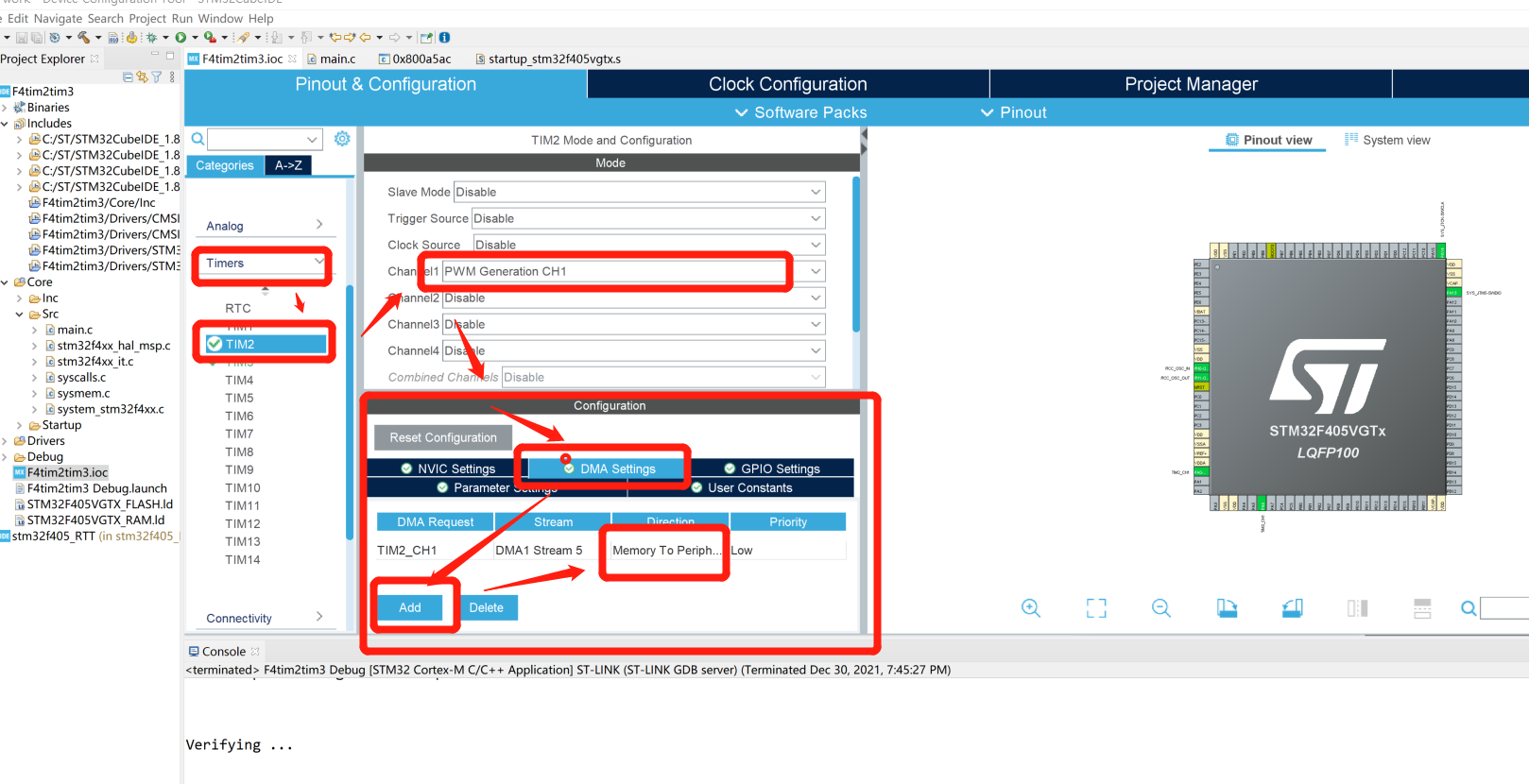 软件STM32cubeIDE下STM32F4xx使用32位定时器2（TIM2）用DMA+PWM点亮灯带WS2812-基础样例_stm32f4 pwm dma-CSDN博客