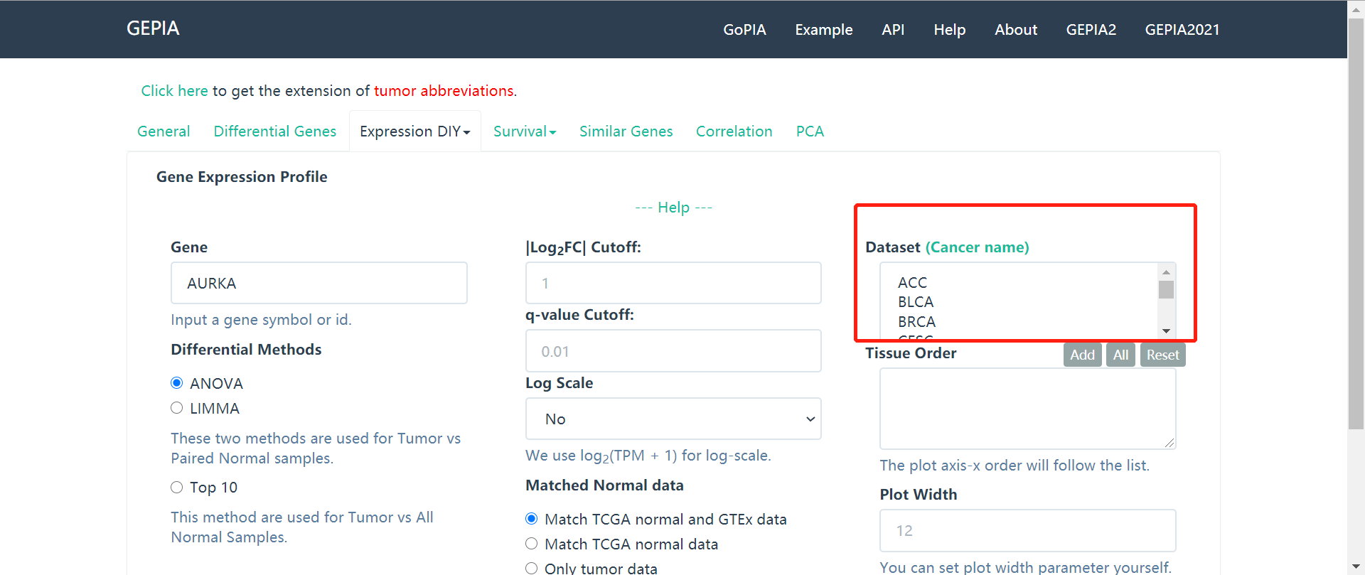 分享分析TCGA的数据库——GEPIA（一）_gepia数据库-CSDN博客