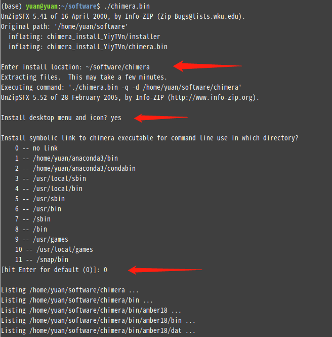 linuxmint 20.3 安装 Chimera_install symbolic link to chimera executable ...