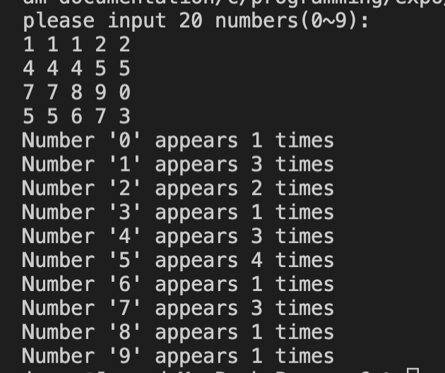 数组练习输入20个0~9之间的整数，统计每个数在输入数列中出现的次数产生20个0~9之间的随机整数统计各个整数的出现频率存放在一维数组中。c语言 Csdn博客