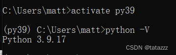 使用conda创建python新的虚拟环境_conda create python=3.9-CSDN博客