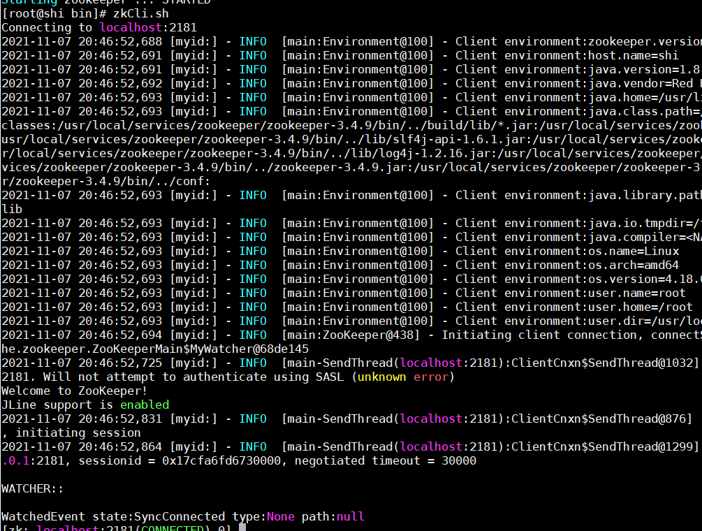 【已解决】Zookeeper启动报错：localhost:2181):ClientCnxn$SendThread@1162] - Session 0x0 for server null, u ...