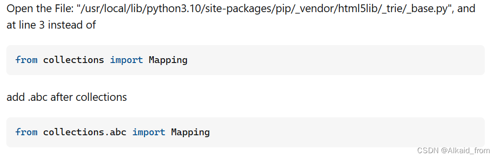 关于使用时pip报错：cannot Import Name‘mapping‘ From ‘collections‘ Pip Cannot