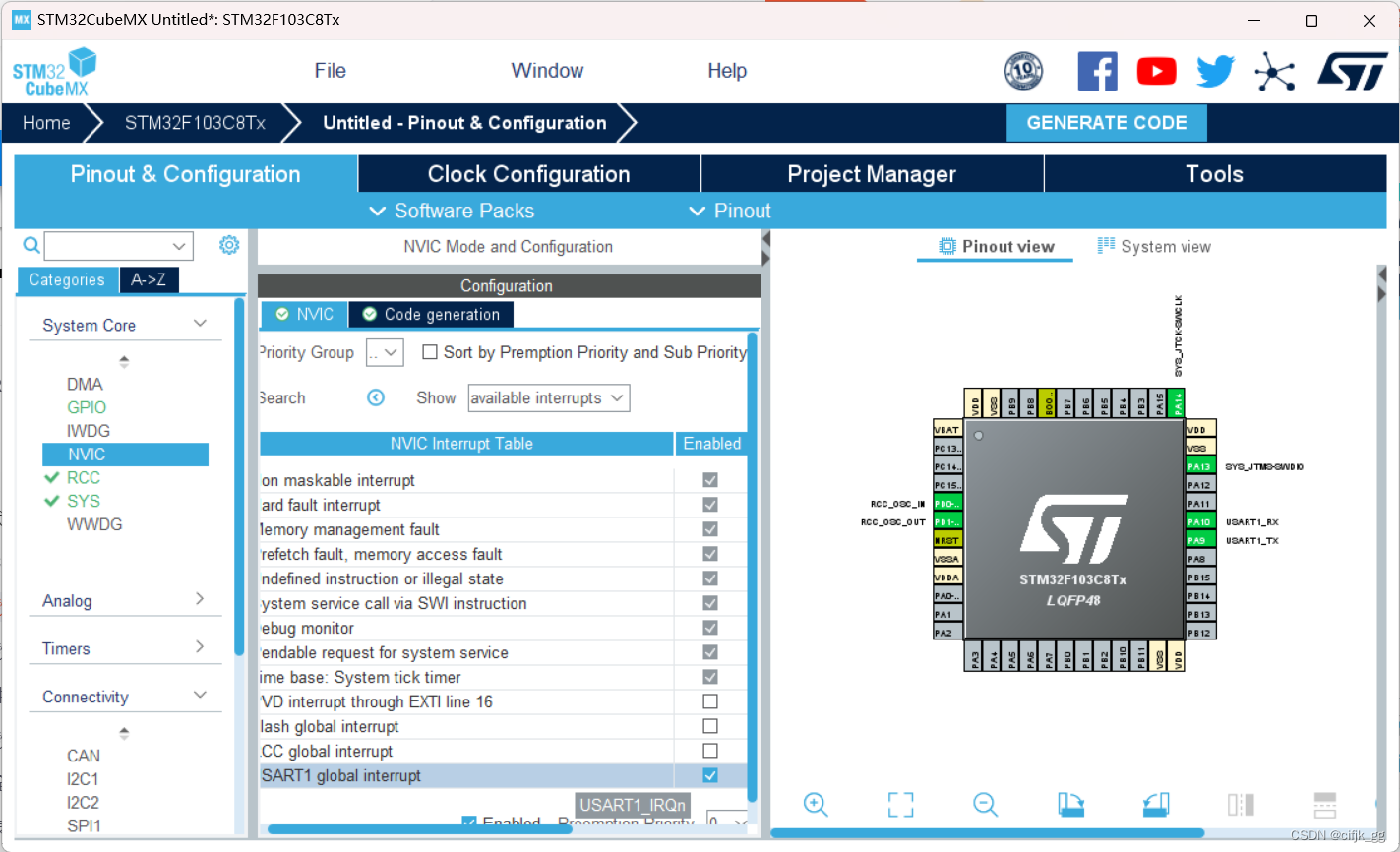 嵌入式作业stm32中断方式进行串口通信_在kell平台通过外部中断,收到串口通信窗口-CSDN博客