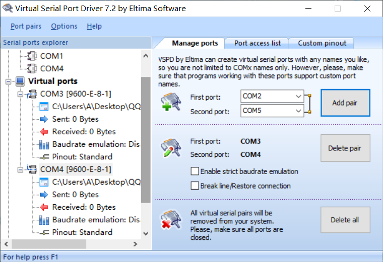 VSPD虚拟串口工具——使用完一定要删除串口_虚拟接口软件vspd卸载-CSDN博客