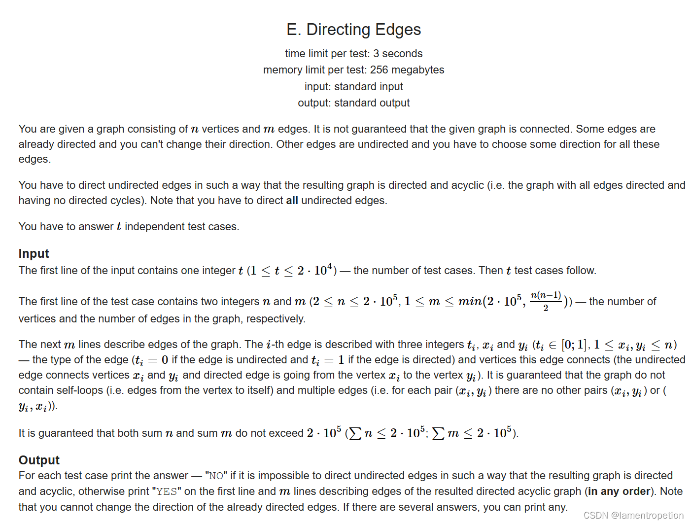 【构造+拓扑排序】CF1385E-CSDN博客