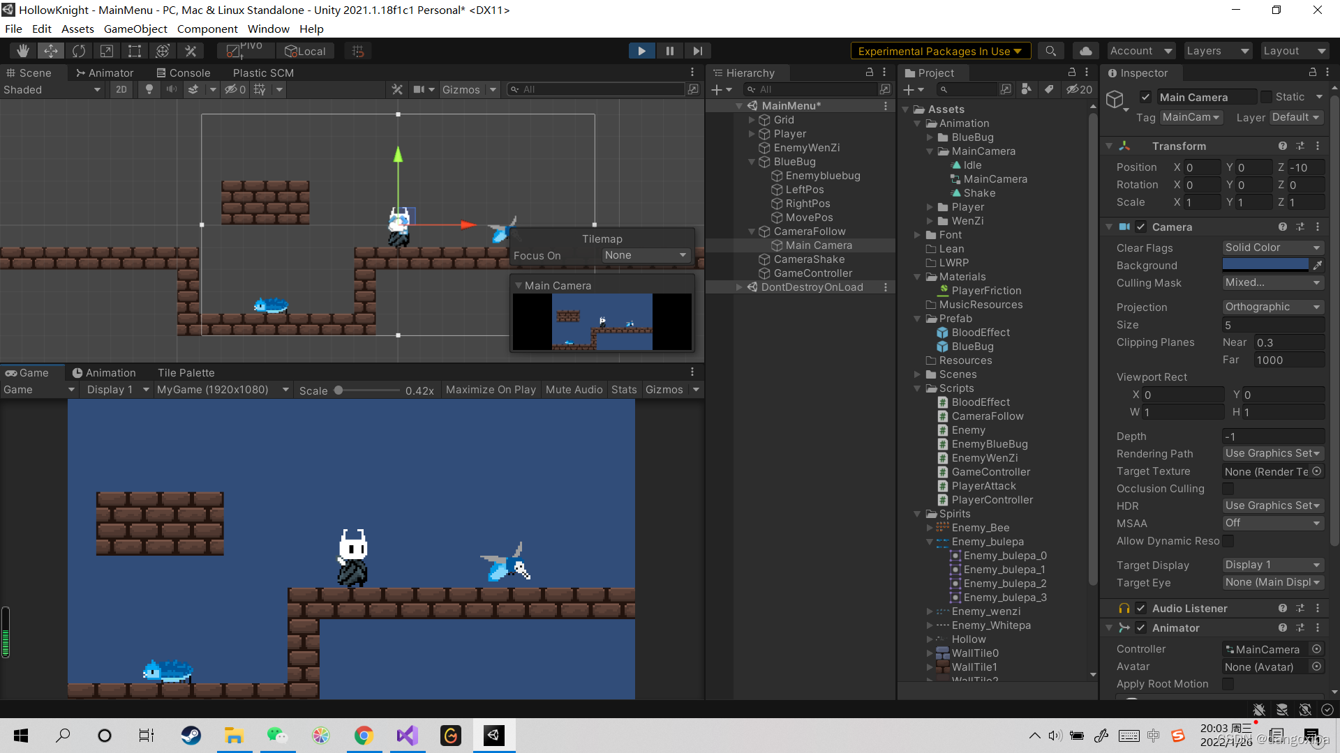 【unity2d】简单实现相机跟随player功能以及攻击敌人时相机抖动 Unity 2d敌人 跟踪 Csdn博客