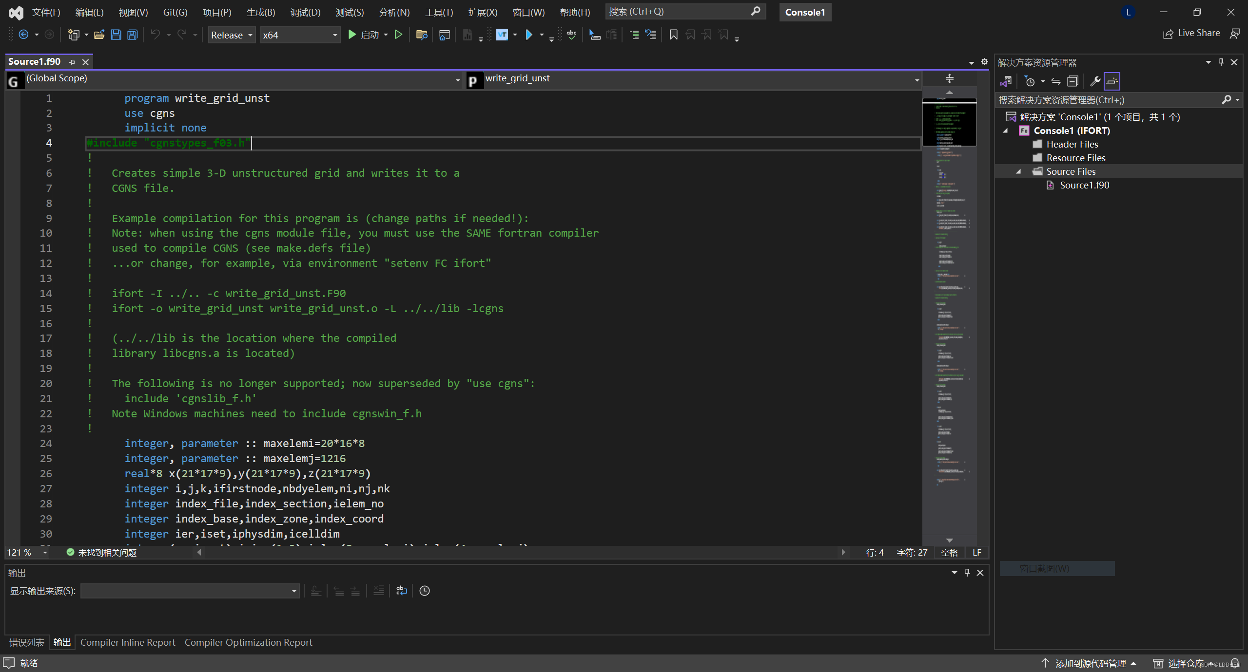 cgns学习—cgns静态链接库编译(VS2022+OneAPI Fortran)_读取cgns格式的网格文件-CSDN博客