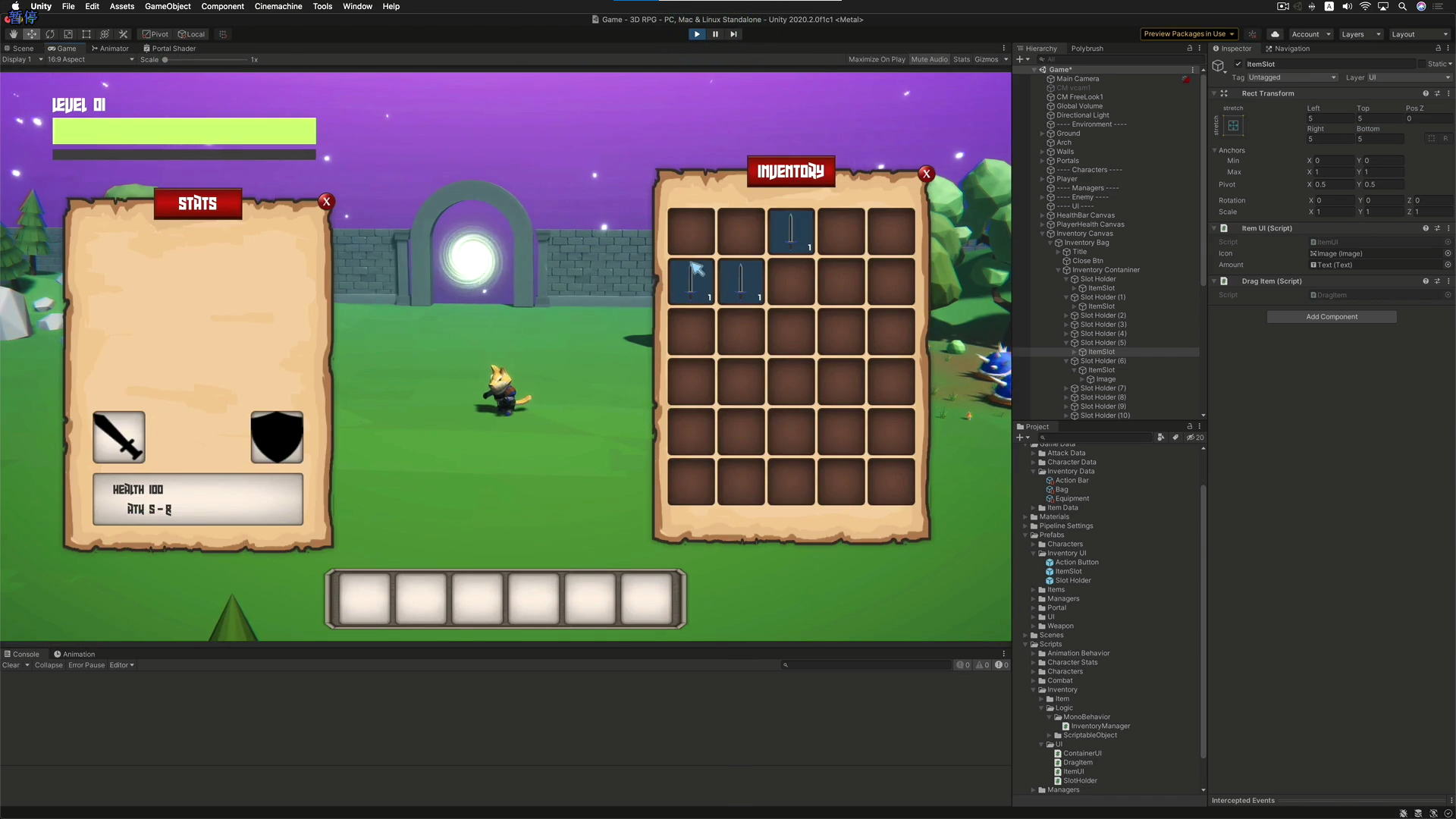 unity 3D RPG高级教程（九）_public class inventorymanager : singleton