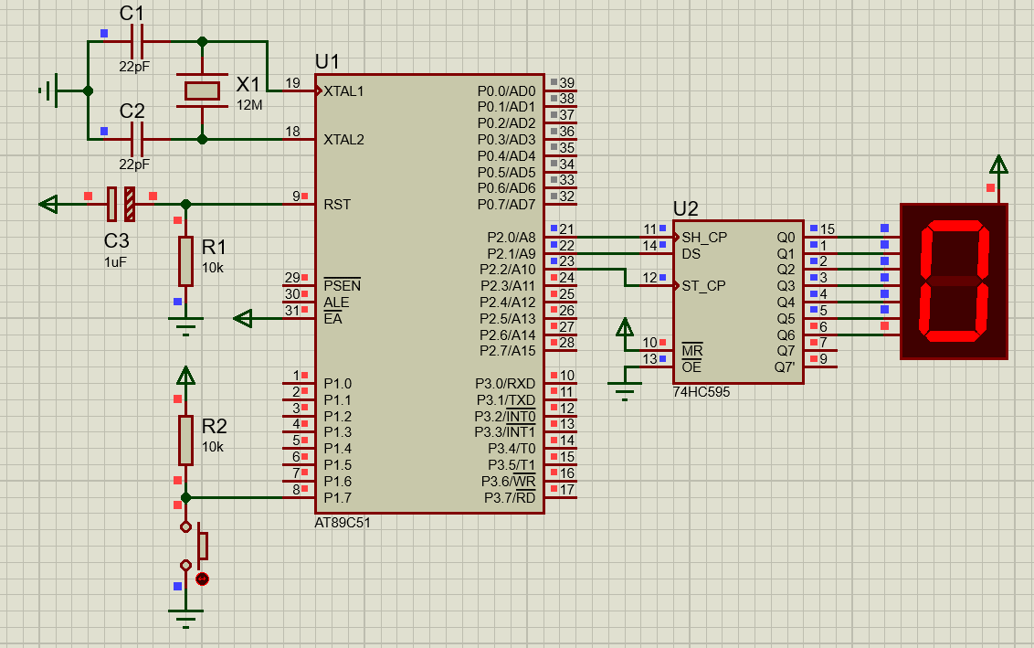 Proteus-51单片机-74HC595串入并出_proteus使用74hc595-CSDN博客