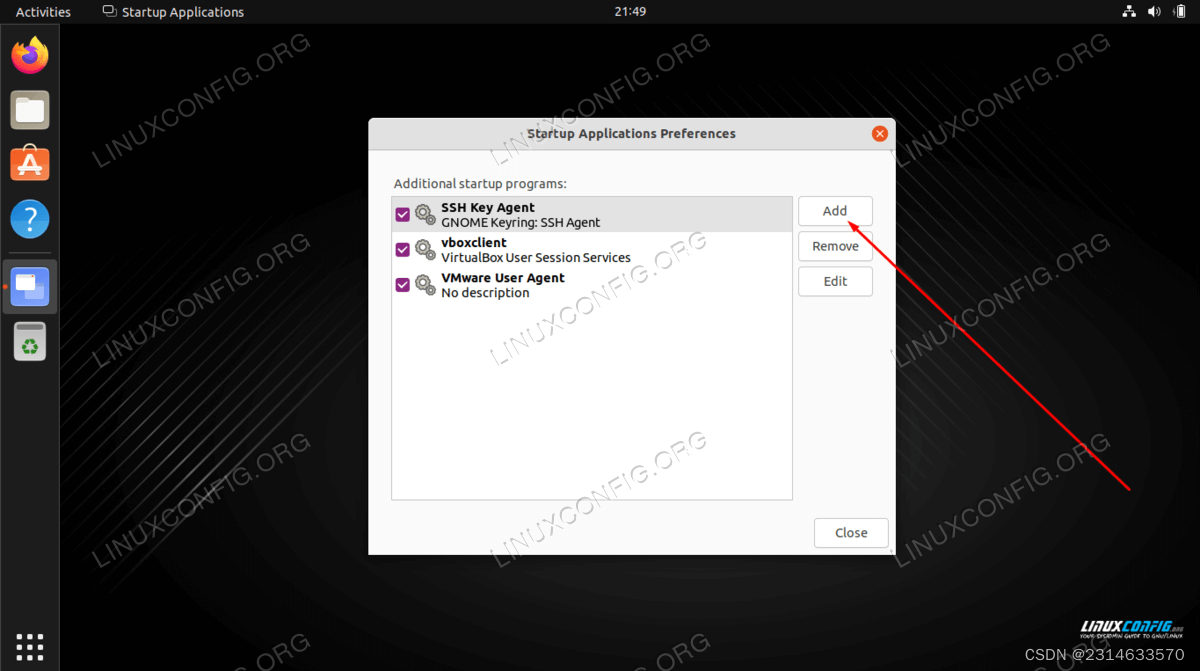 ubuntu22添加开机启动程序--用ubuntu22的startup程序直接在程序界面添加就可以_linux ubuntu22 dotnet加入启动进程-CSDN博客