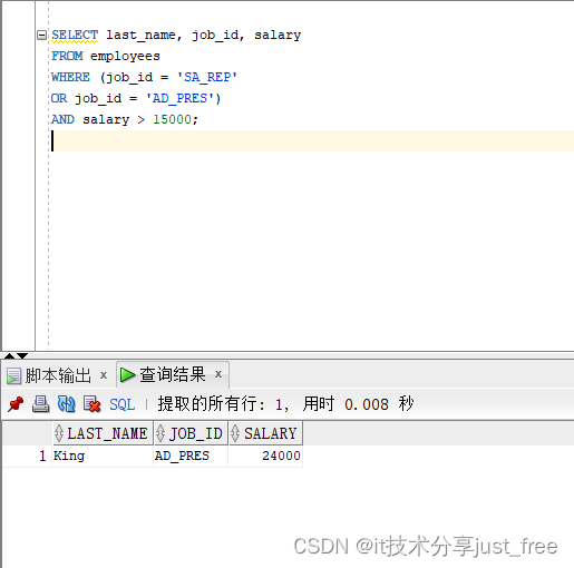 Oracle sql 规则优先级not and or_oracl数据库查询条件优先级-CSDN博客