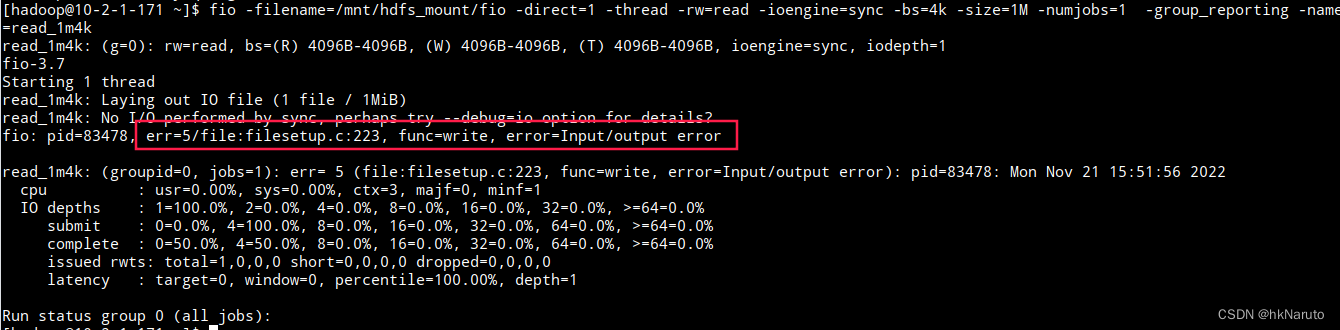 hdfs fuse_dfs 挂载后，fio dd测试，解决报错：权限不够 Permission denied I/O error constructing remote block ...