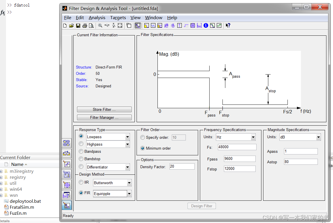 matlab设计FIR滤波器_fir低通滤波器matlab代码-CSDN博客