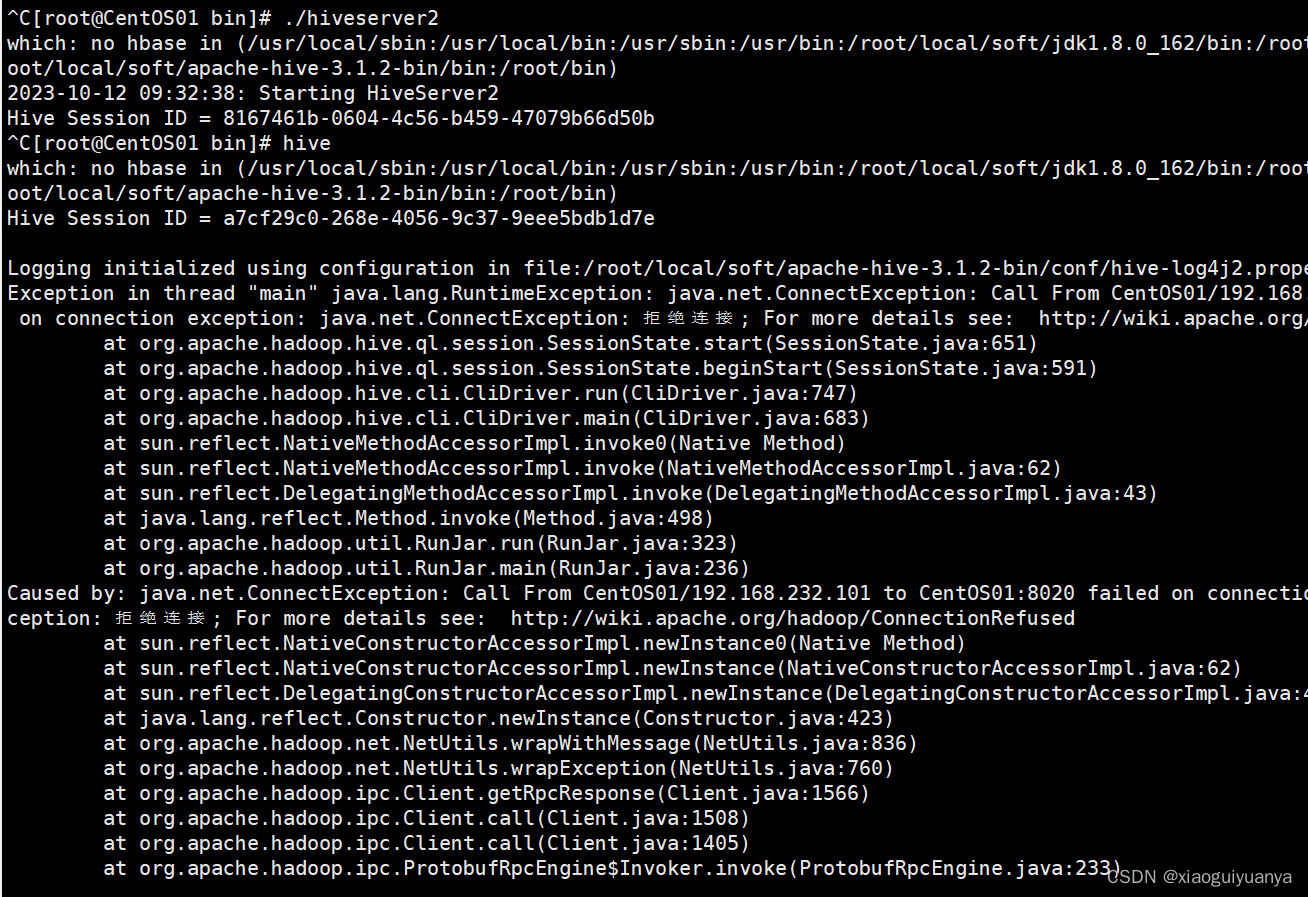 【问题一：依赖检测失败；问题二：hive执行脚本启动，报错：java.net.ConnectException: 拒绝连接_启动hive拒绝连接-CSDN博客