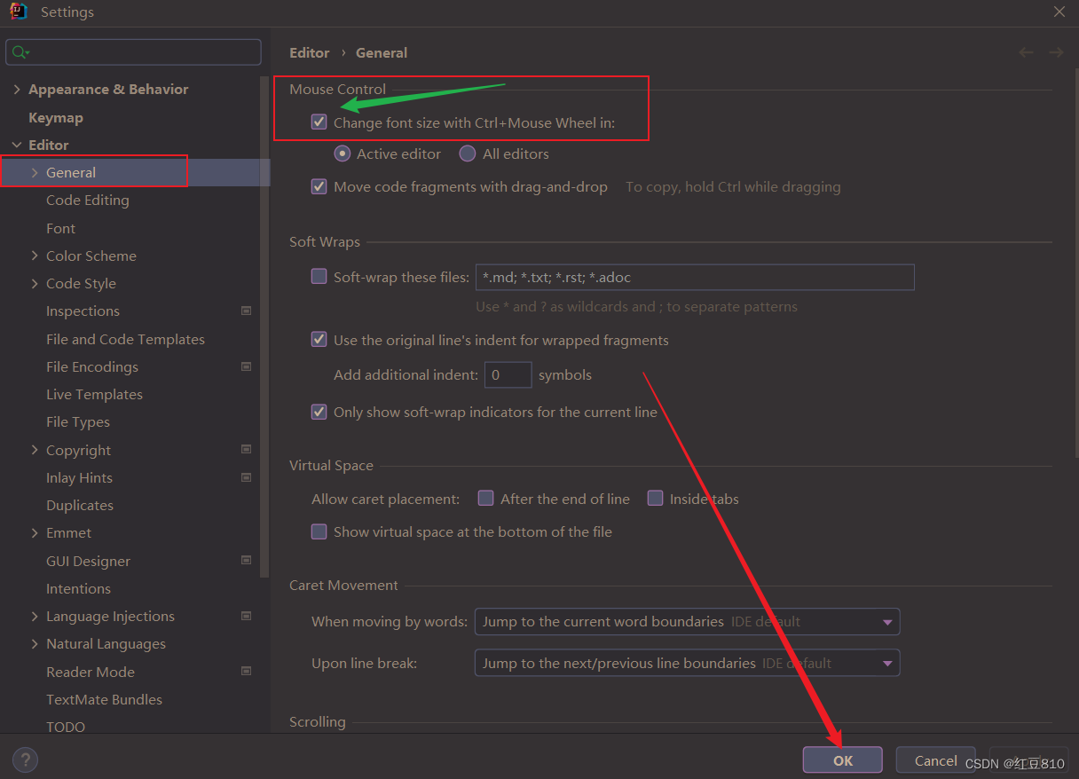 IDEA中通过鼠标滚轮控制字体大小_idea滚轮放大字体-CSDN博客