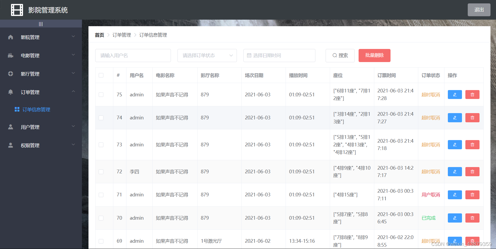 基于springboot和vue的电影售票及影院管理系统springbootvue电影管理系统代码前后台 Csdn博客