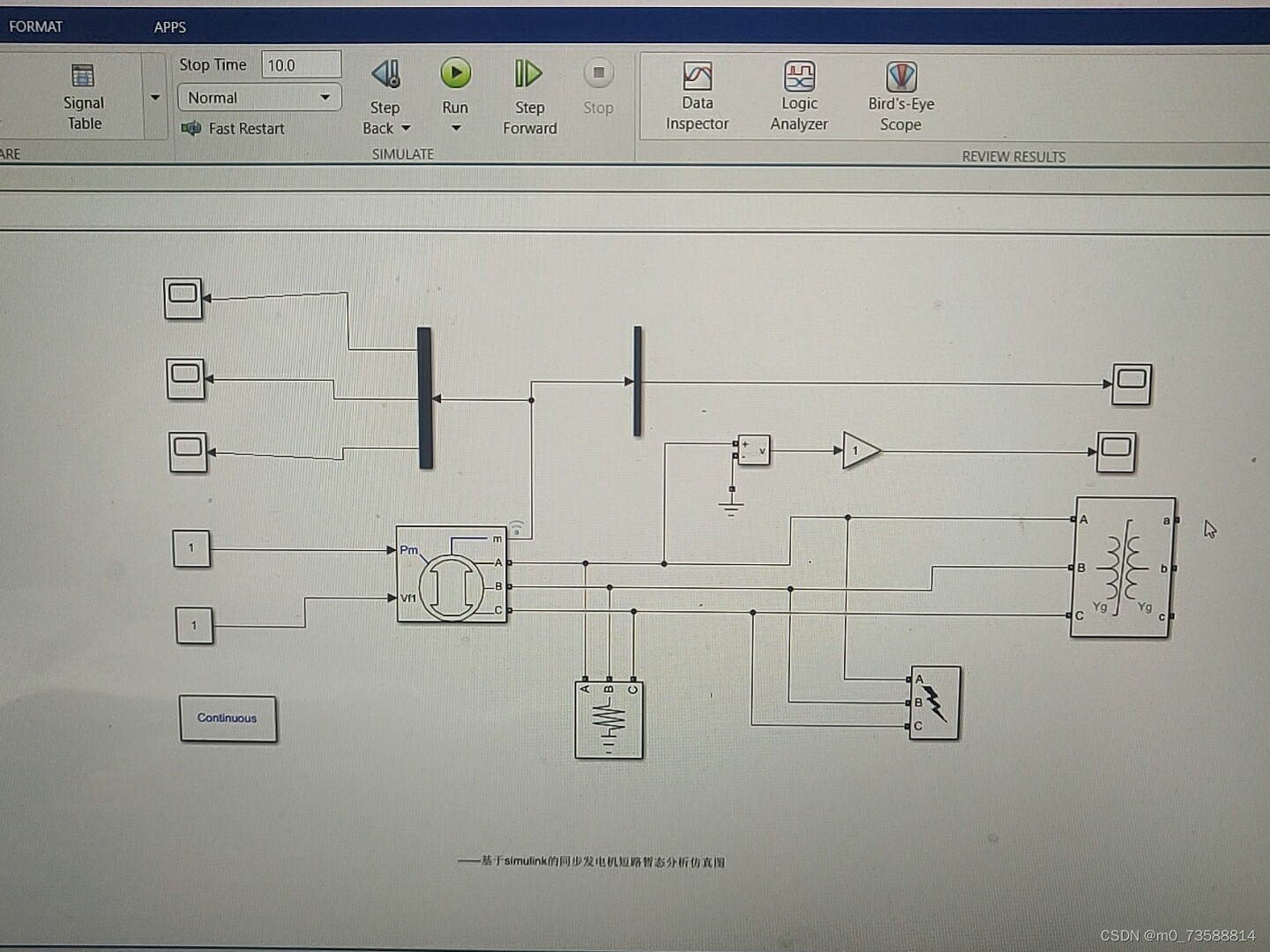 基于simulink的同步发电机短路暂态分析的MATLAB仿真程序_同步发电机突然短路的暂态过程仿真csdn-CSDN博客
