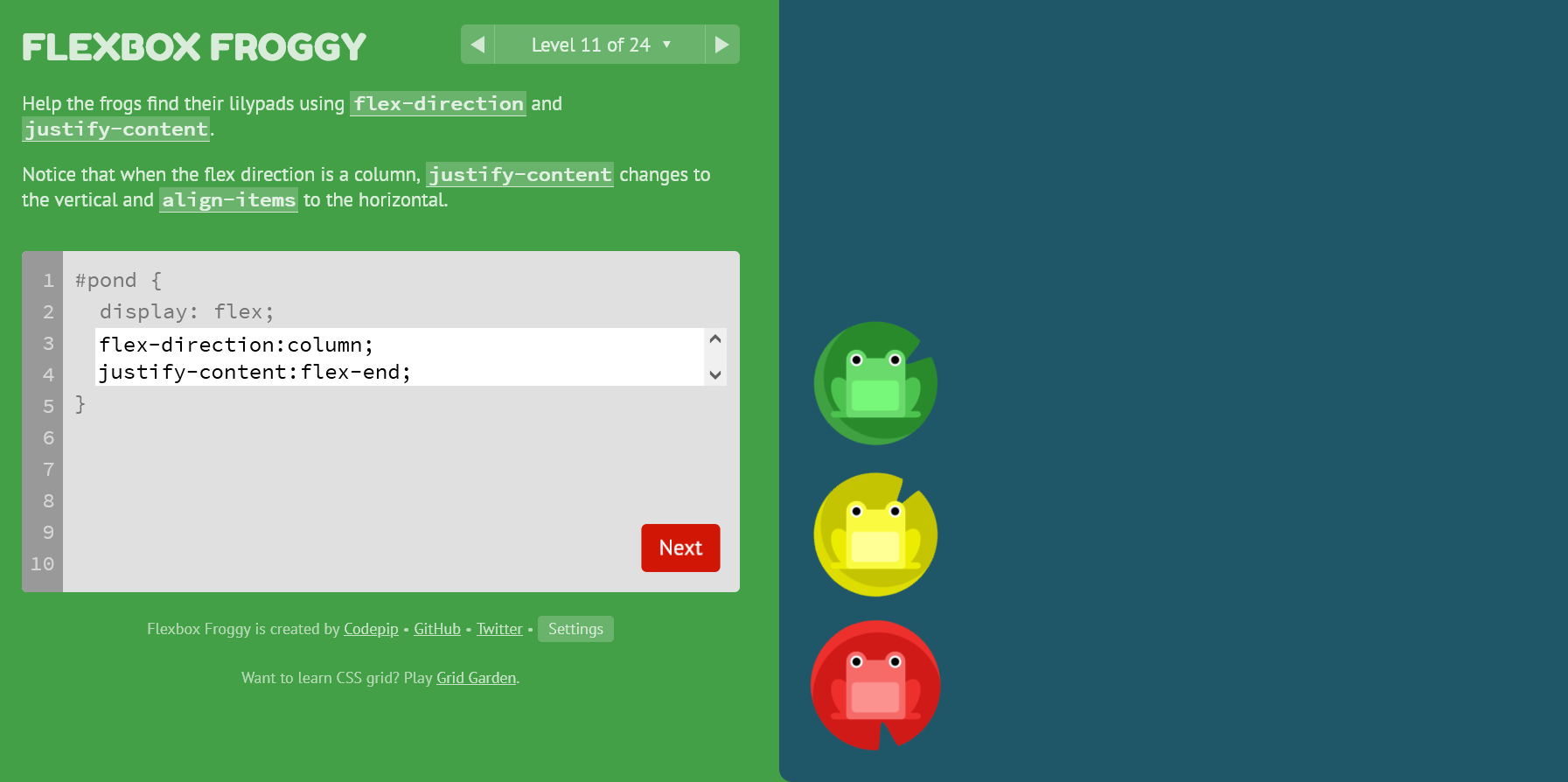 Flexbox Froggy 小游戏答案 ☆ 学习Flex布局_flexbox答案-CSDN博客