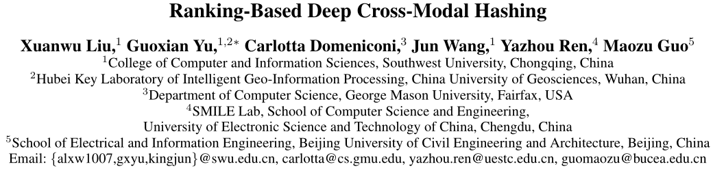 Ranking-Based Deep Cross-Modal Hashing（RDCMH)--文献翻译_deep cross-modal hashing based on semantic ...