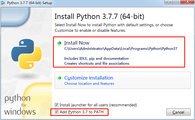 Win7 安装Python3.7.7（小白自学）_win7安装python3.7_huai2325的博客-CSDN博客