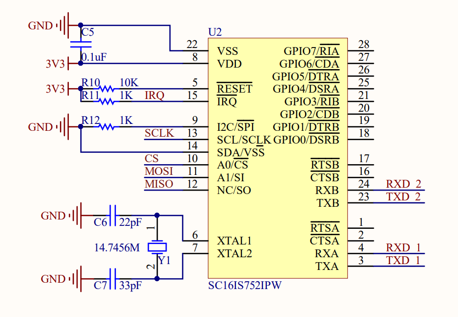 扩展两路uart使用SC16IS752IPW方案_sc16is752芯片2组通道怎样选择-CSDN博客