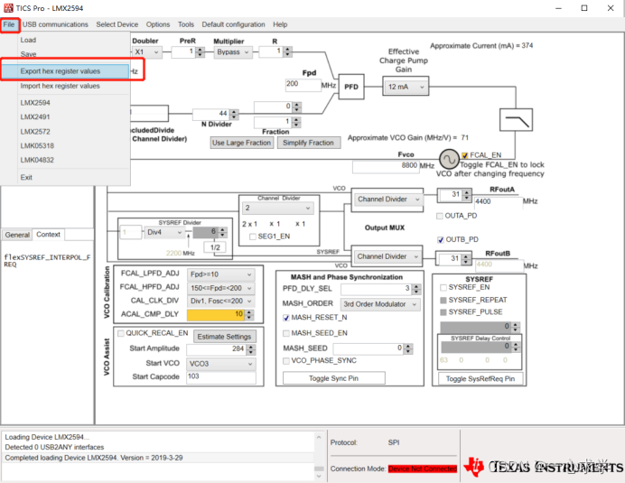 【LMX2594调试软件TICS PRO的使用】-CSDN博客