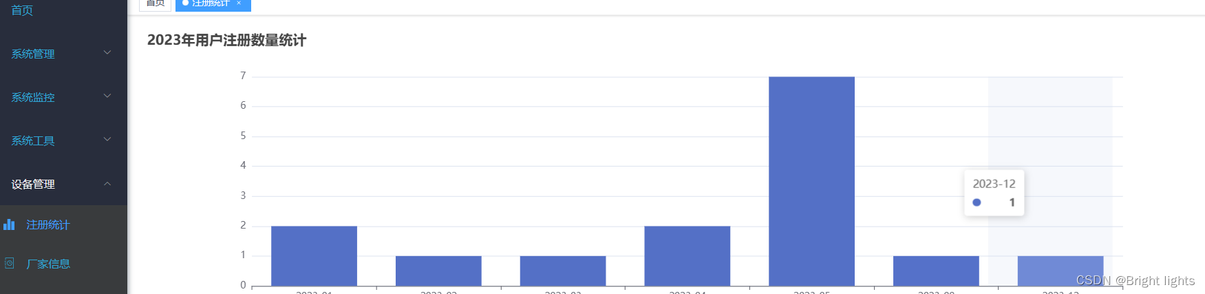 若依框架做柱形图，根据用户创建时间，统计每个月的人数的柱形图，参考的是apache Echartsvue柱状图每月有多少人生日 Csdn博客
