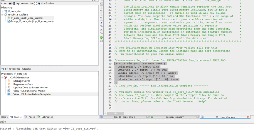 FPGA中ISE软件调用IP核导入(.coe)文件并绘制正弦函数_ise design 生成lut正弦-CSDN博客