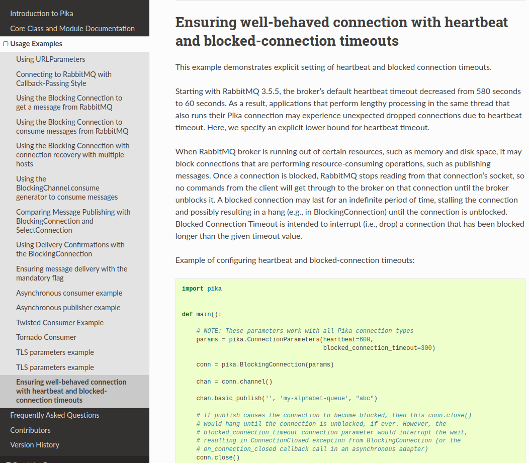 RabbitMQ pika错误处理 delivery acknowledgement on channel 1 timed out_delivery acknowledgement on ...