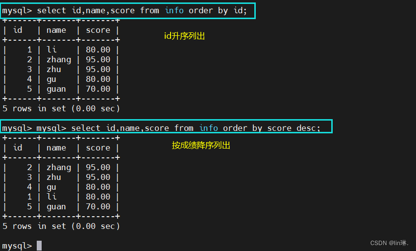 Mysql高级sql语句用几条数据能证明sql倒叙升序和降序 Csdn博客