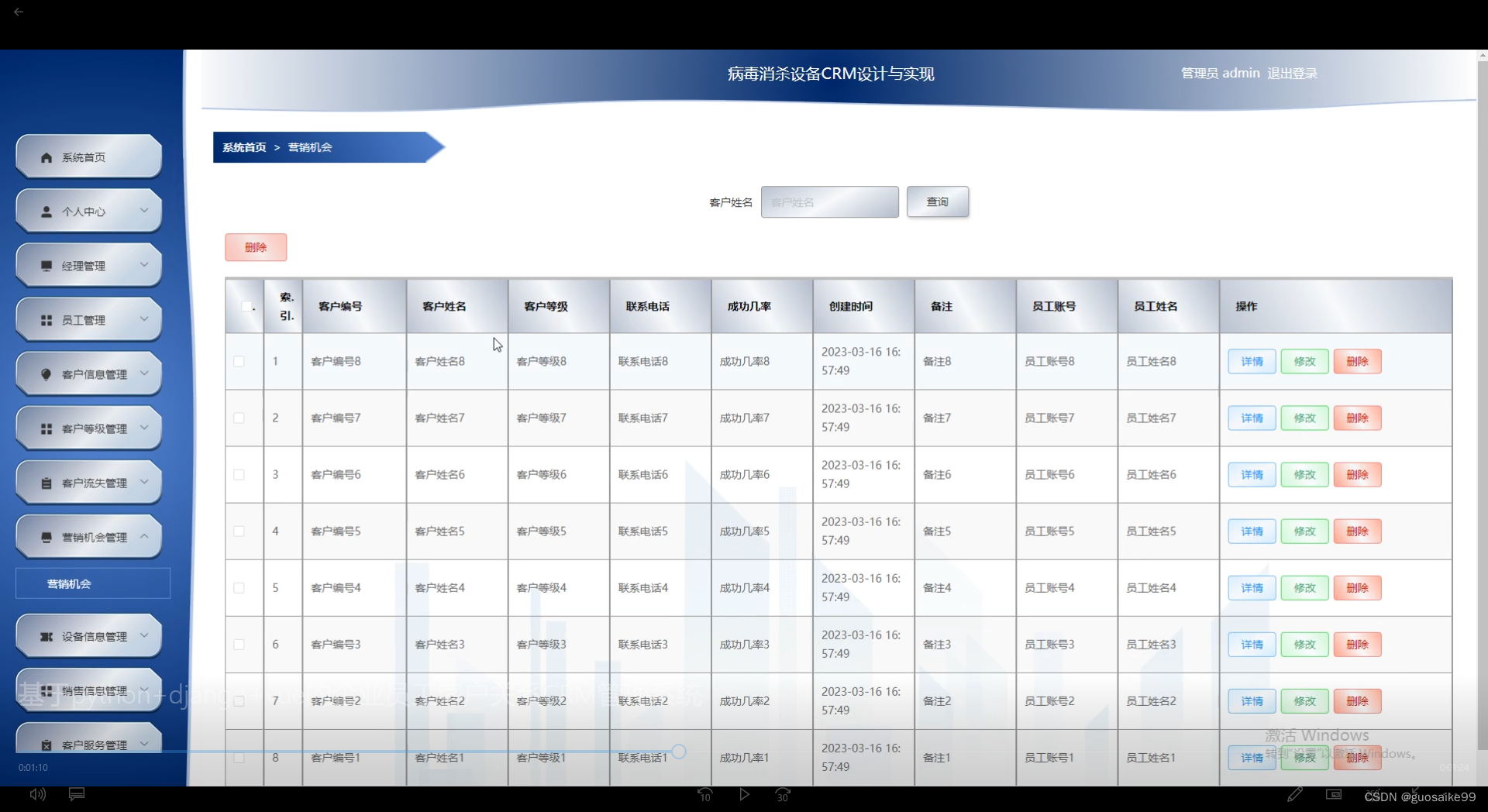 基于python+django+vue的企业员工客户关系CRM管理系统（python毕业设计）_python crm-CSDN博客