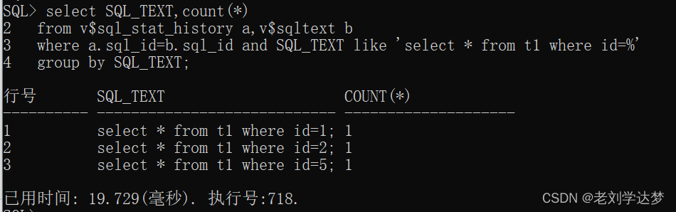 达梦8 不要用v$sqltext视图统计sql语句的执行次数_达梦数据库v$sql_history-CSDN博客