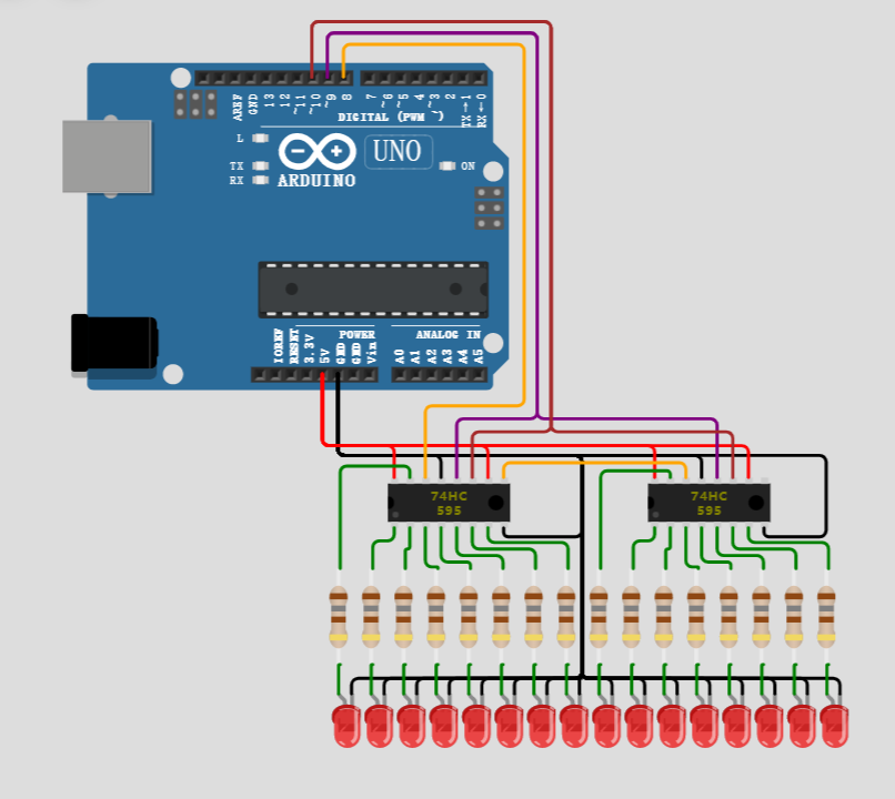 零成本学arduino——控制两片74hc595寄存器_shiftregister74hc595 例子-CSDN博客