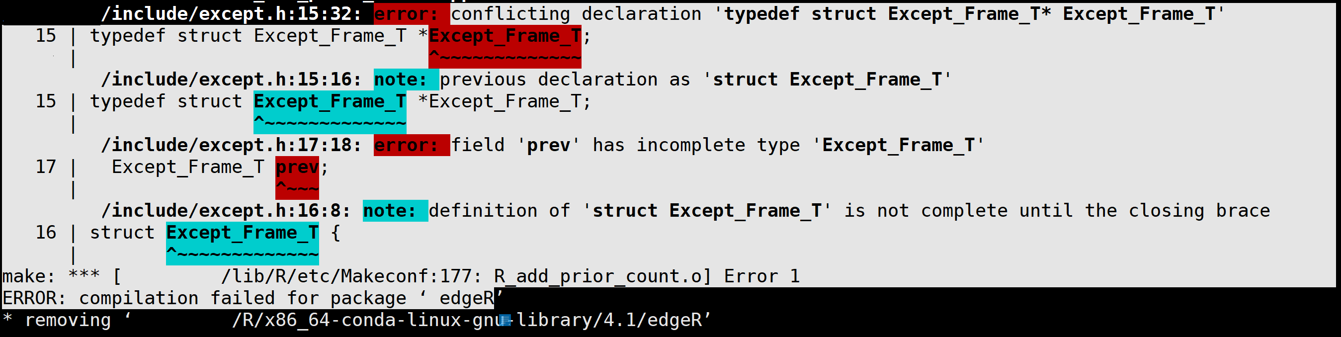 Very靠谱解决include/except.h:15:32: error: conflicting declaration ‘typedef struct Except_Fra报错-EW帮帮网