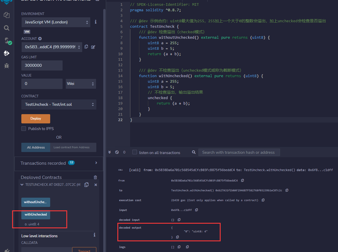 Solidity - 算术运算的截断模式（unchecked）与检查模式（checked）- 0.8.0新特性_solidity unchecked-CSDN博客