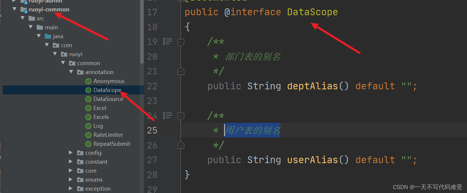 ruoyi-vue版本（十五）rouyi-common 模块里面的 @DataScope数据权限注解相关的知识_ruoyi-common-datascope-CSDN博客
