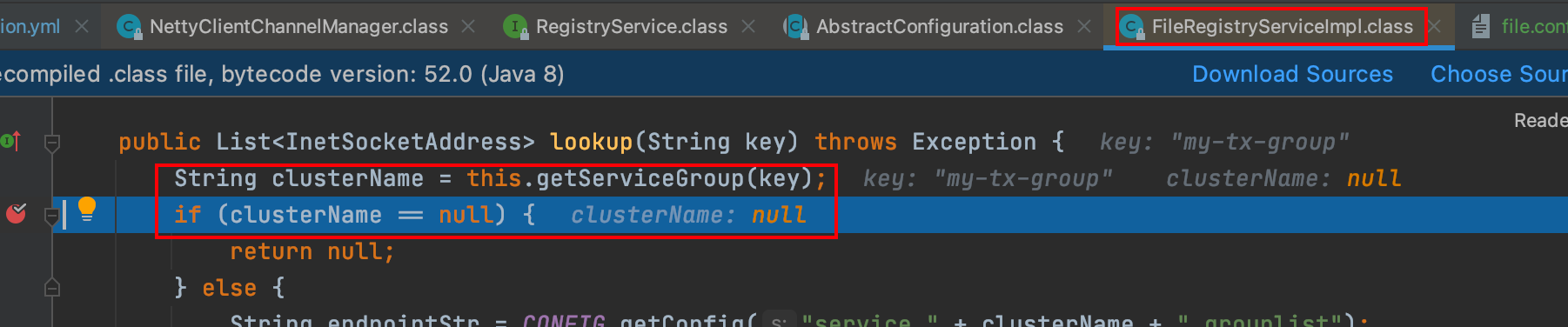can not get cluster name in registry config ‘service.vgroupMapping.xx‘, please make sure ...