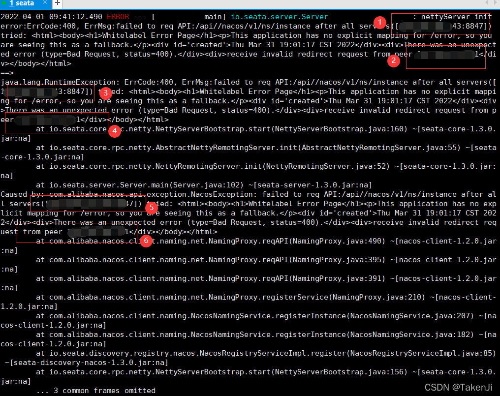 Seata注册nacos报错:nettyserver Init Errorerrcode400 Errmsgfailed To Req Apiapinacosv1ns