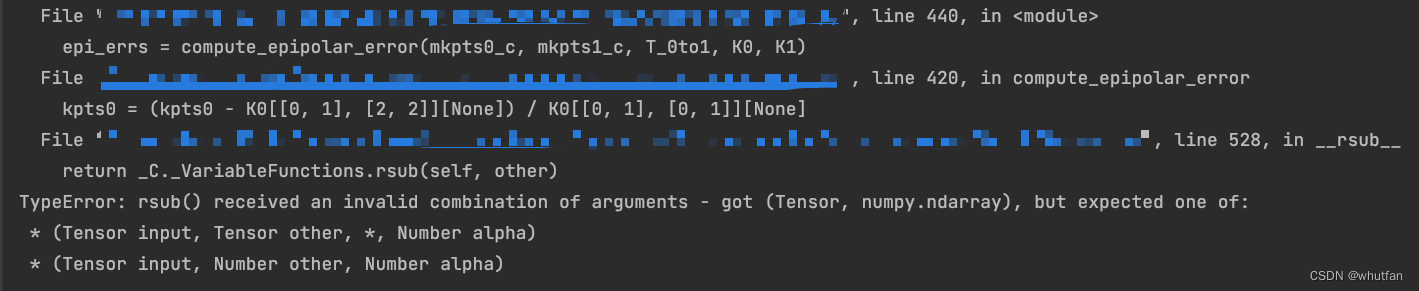 TypeError: rsub() received an invalid combination of arguments（一个玄学错误）_rsub received an imvalid ...