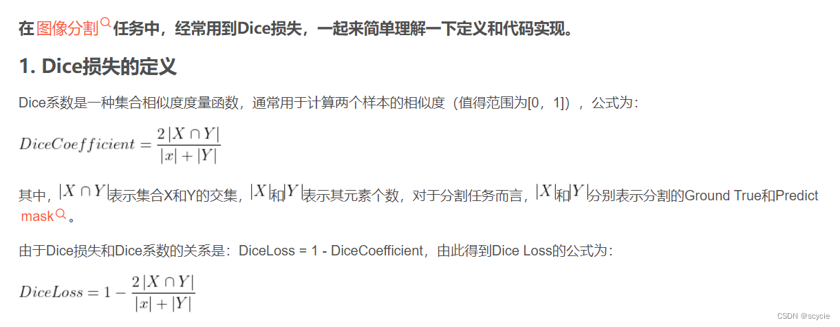 图像分割中 dice损失函数_dit损失函数-CSDN博客