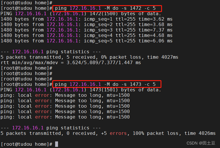 在MTU为1500，不分片的条件下，ping包长最大为1472B的理解_mtu 1472-CSDN博客