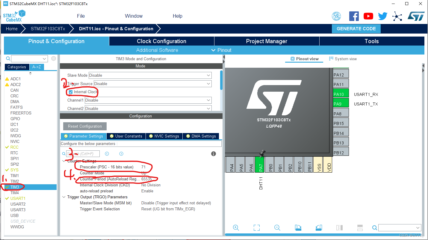 [STM32]HAL库STM32CubeMX+DHT11温湿度传感器_cl777_的博客-CSDN博客